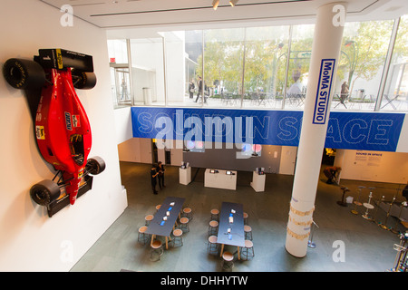 Formula One racing car mounted on the wall of The Museum of Modern Art ...