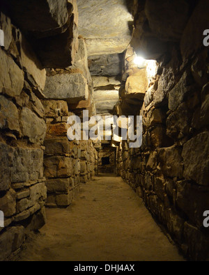 Tunnels beneath the main temple complex at Chavin de Huantar ...