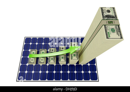 Solar Panel and bar graphs made from Euro banknotes Stock Photo - Alamy