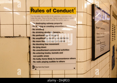 Rules of Conduct, Metro Subway, Manhattan, New York City, United States ...