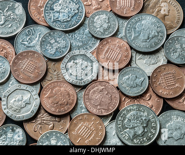 A mixture of UK coins background Stock Photo - Alamy
