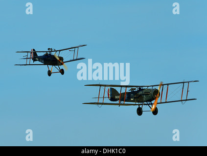 Bristol F2B and SE5a vintage WW1 biplanes from the Shuttleworth ...