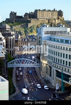 Edinburgh Castle looking down Western Approach Rd and Lothian Rd Stock ...