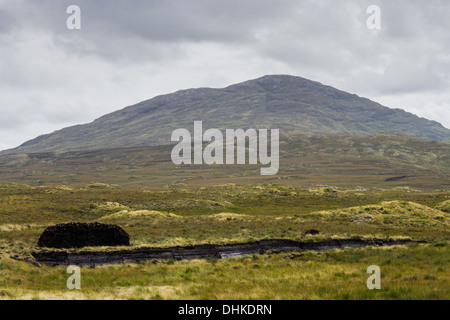A reek of turf in a barren bog in Conemara County Galway Ireland Stock ...
