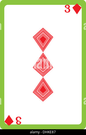 Three of diamonds playing card Stock Photo - Alamy