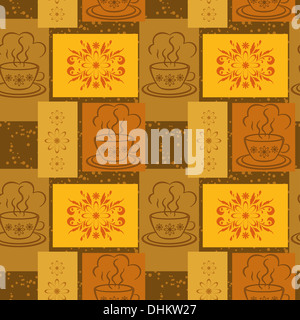 Seamless background, cups and floral pattern Stock Photo - Alamy