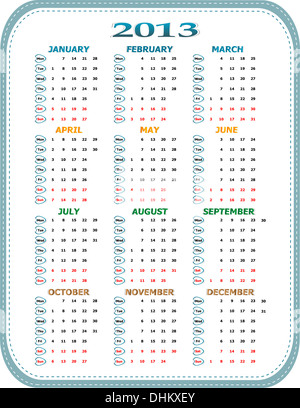 Simple 2013 year calendar Stock Photo - Alamy