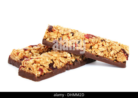 Chocolate cereal bars isolated on white Stock Photo - Alamy