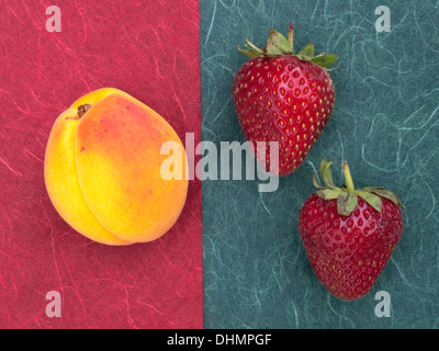 Fruit on contrasting coloured backgrounds Stock Photo - Alamy