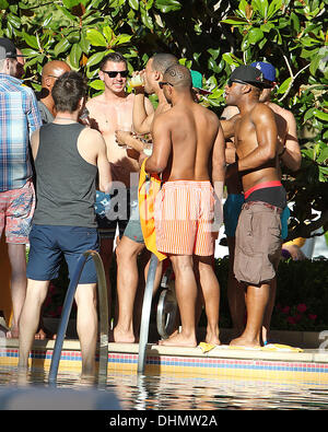 Marvin Humes is egged on by bandmates Oritse Williams and JB, real name ...