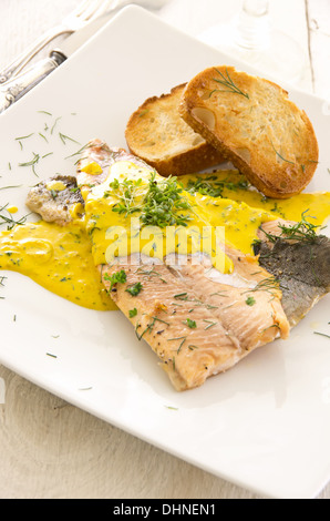 charr fillet with herbs Stock Photo - Alamy