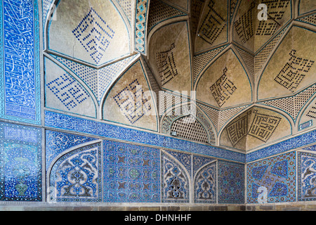 detail of Safavid tile work in south iwan of Friday mosque, Isfahan ...