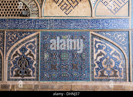 detail of Safavid tile work in south iwan of Friday mosque, Isfahan ...