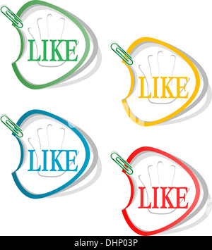 Stickers set with Like symbol on hand. Vector Stock Photo - Alamy