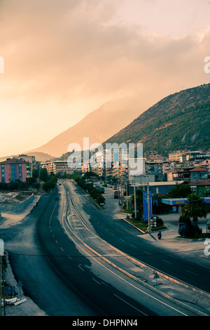Pedestrians at sunrise Stock Photo - Alamy