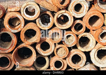 Old clay drainage pipes Stock Photo - Alamy
