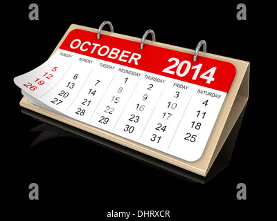 Calendar - October 2014 (clipping path included Stock Photo - Alamy
