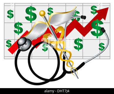 Medical background. Stethoscope, caduceus symbol and cardiogram. 3d ...