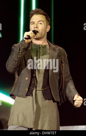Shane Filan of Westlife performs live on stage at the SECC during their ...