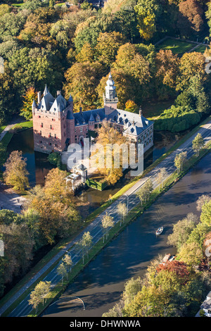 Aerial from castle Nijenrode at the river Vecht in the Netherlands ...