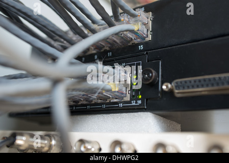 network cables connected to switches, shallow depth of field Macro ...
