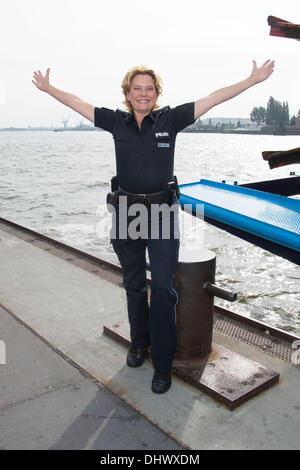 Janette Rauch on the set of ZDF TV serie "Notruf Hafenkante" at St ...