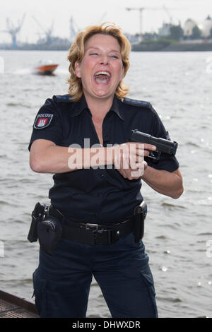 Janette Rauch on the set of ZDF TV serie "Notruf Hafenkante" at St ...