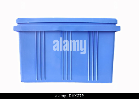 Blue Plastic box Packaging of finished goods on white background Stock ...