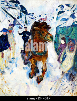 Edvard Munch – Galloping Horse, 1912 – oil painting, animal scene ...