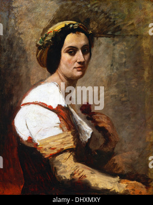 An artwork by Jean-Baptiste-Camille Corot, titled 'OrphÃ©e ramenant ...