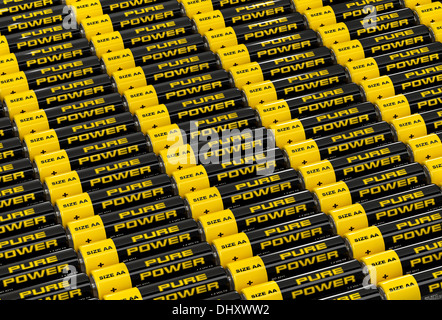 3D illustration of batteries, with text "pure power Stock Photo - Alamy