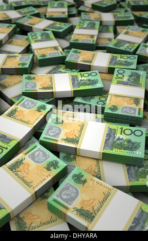 3d rendering of Stack of 100 Australian dollar notes. bundles of ...