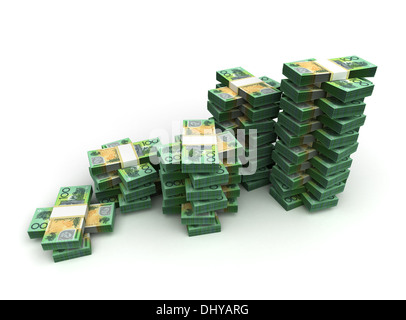 3D Stack of 100 Australian dollar notes isolated on white background ...