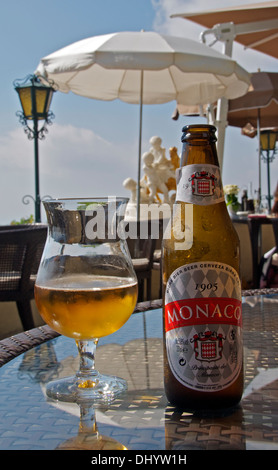 Glass and Bottle of Cold Monaco Beer or Biere in Monte Carlo, Monaco ...