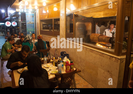 Duhok, Northern Iraq, restaurant with horizontal kebab coking Stock ...