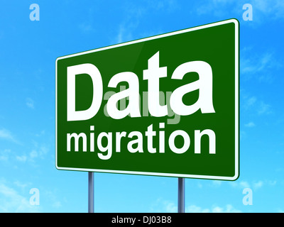 Data Migration on Highway Signpost Stock Photo - Alamy