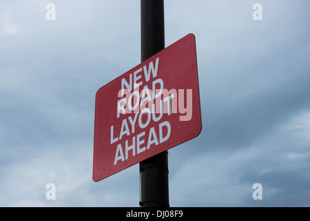 New road layout sign Stock Photo - Alamy