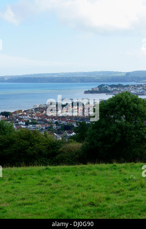 Looking across Paignton and Torbay from Preston, Devon, England Stock ...