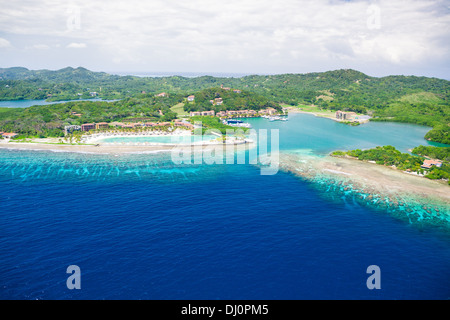 Aerial view of Parrot Tree lagoon, Roatan Stock Photo - Alamy