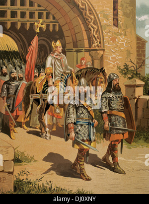 Iberian Peninsula. Castilian Soldiers. Medieval period. Engraving after ...