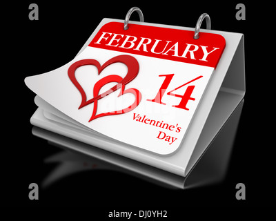 Calendar - 14 february (clipping path included Stock Photo - Alamy
