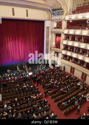 OPERA INTERIOR, STAGE CURTAIN AND BALCONIES INSIDE EMPTY OPERA HOUSE ...