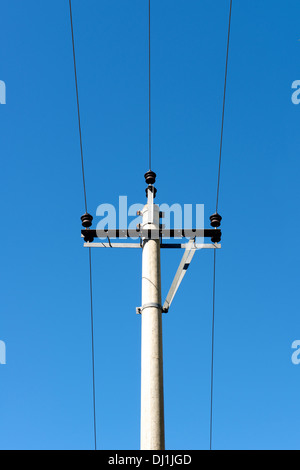 Telegraph poles under the blue sky, closeup of photo Stock Photo - Alamy