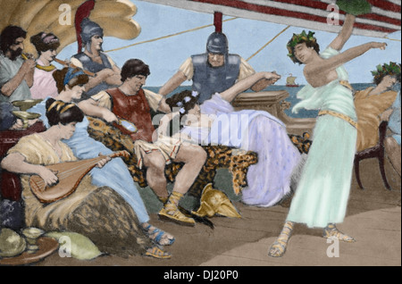 Ancient Greece. Engraving of Athenian women at home. Engraving, 1879 ...