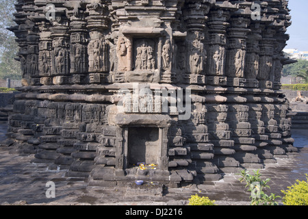 Shiva hindu temple. Picture of Hindu goddess Durga with lion and tigers ...
