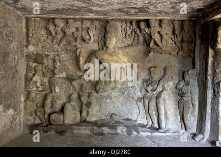 Mandapeshwar Caves. Main cave, interior left chamber, depicting dancing ...