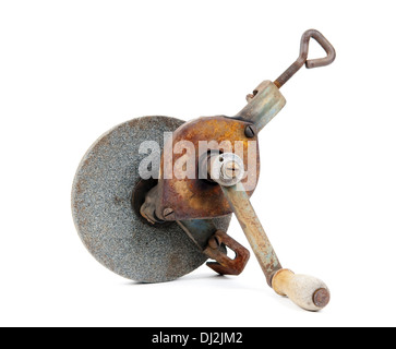 old grinding wheel isolated on white background Stock Photo - Alamy