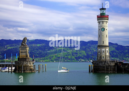Lindau, Bayern, Deutschland Hafen und Altstadtkulisse von Lindau im ...