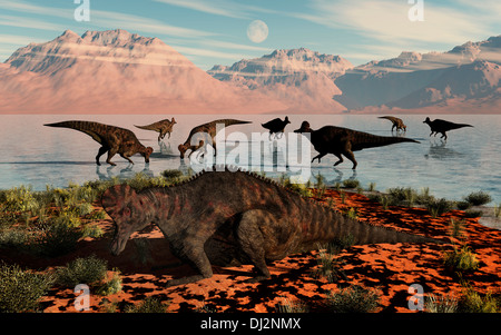Herbivore Corythosaurus Dinosaurs Feeding Stock Photo - Alamy
