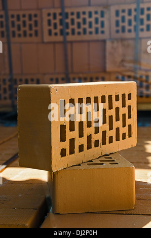 Close-up of a red brick stack. View from the top Stock Photo - Alamy